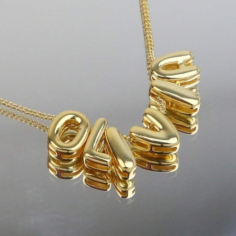 Personalized Bubble Letters Necklace - Etsy