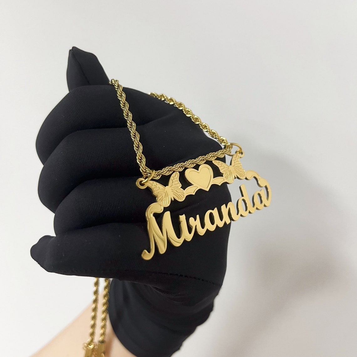 Customized Nameplate Necklace,name Butterfly Necklace,personalized ...