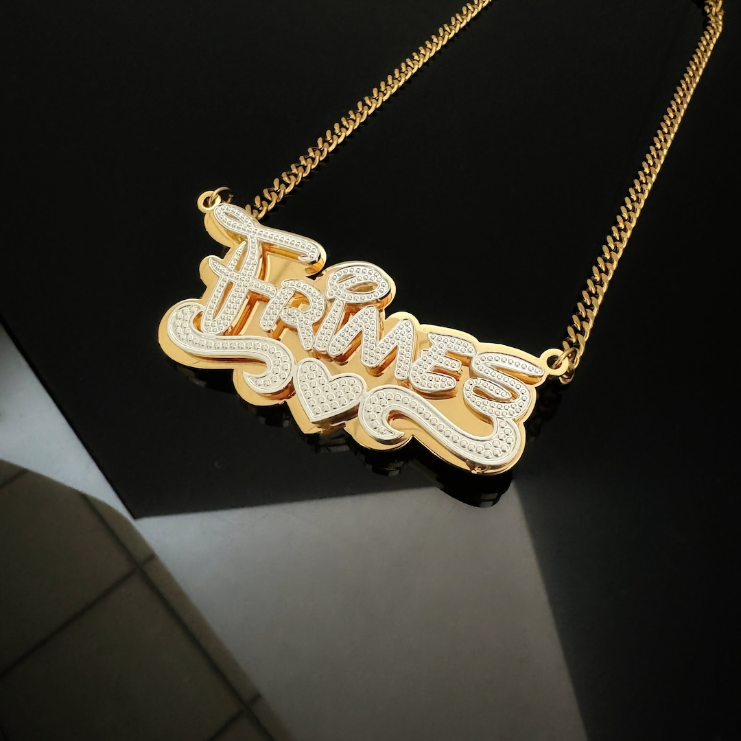 Custom Name Plate Necklace,custom Name Necklace,double Plated Name ...
