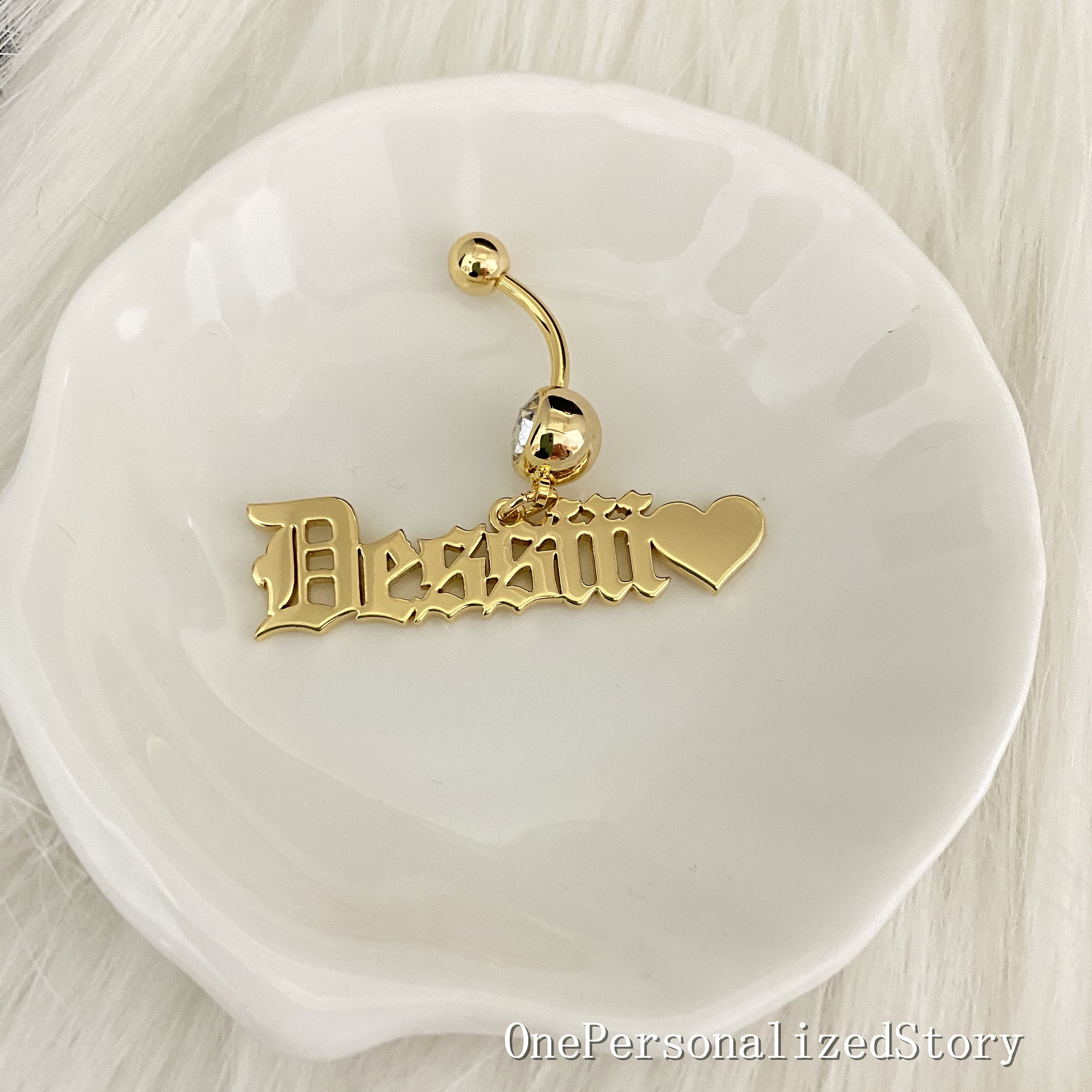 Custom Belly Ringsname Navel Belly Ringdangle Belly | Etsy