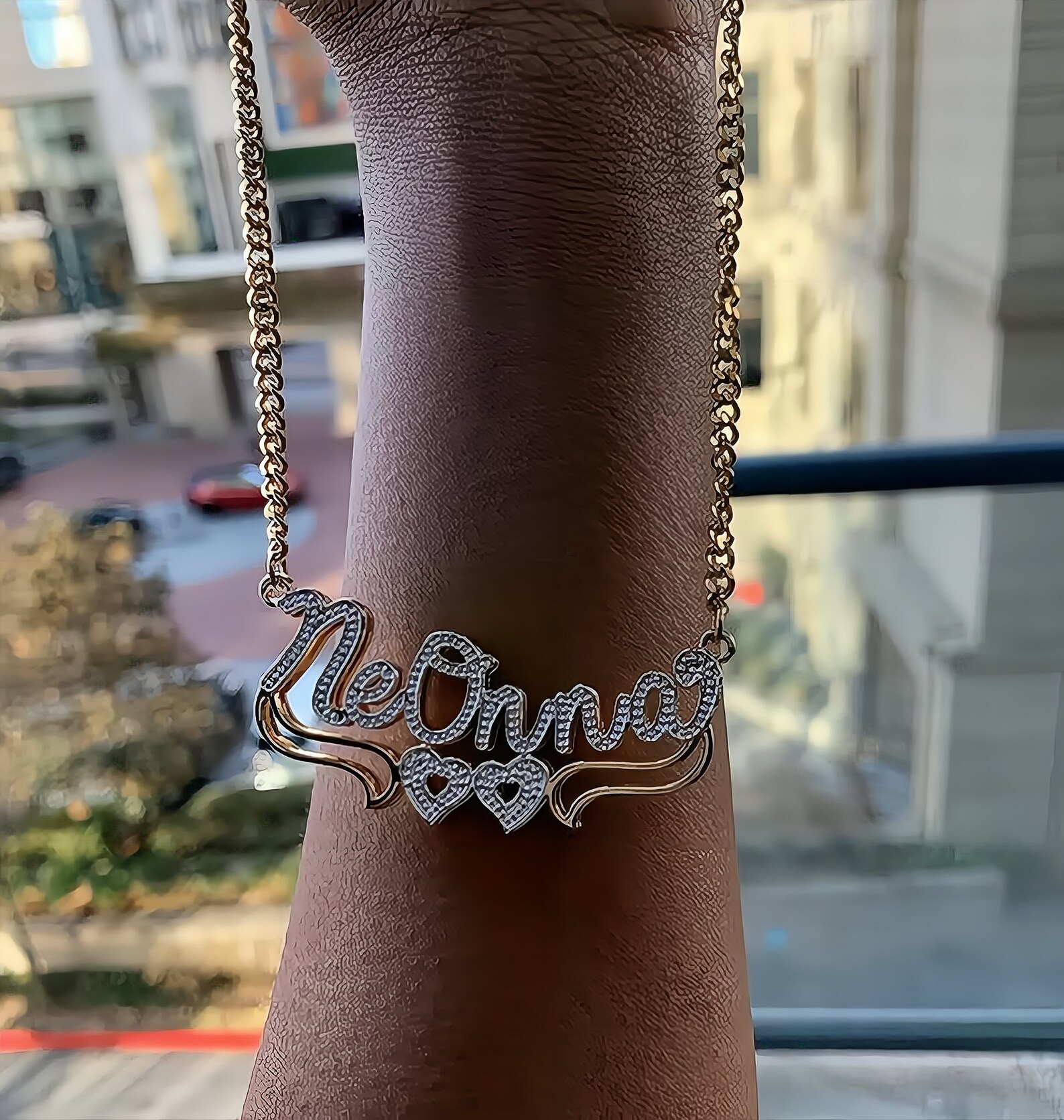 Nameplate Necklace, Double Name Plate, Custom Name Necklace, Nameplate ...