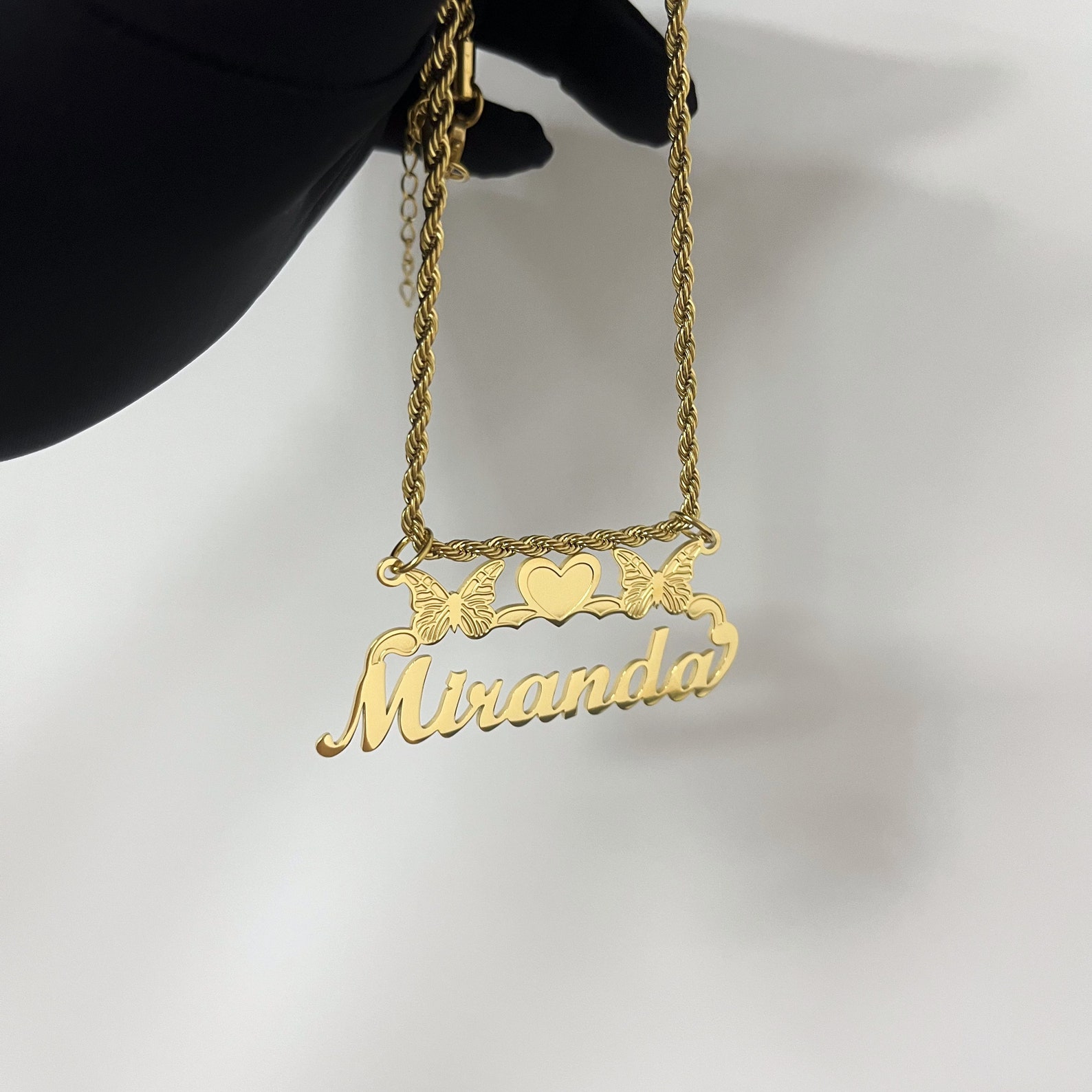 Customized Nameplate Necklace,name Butterfly Necklace,personalized ...