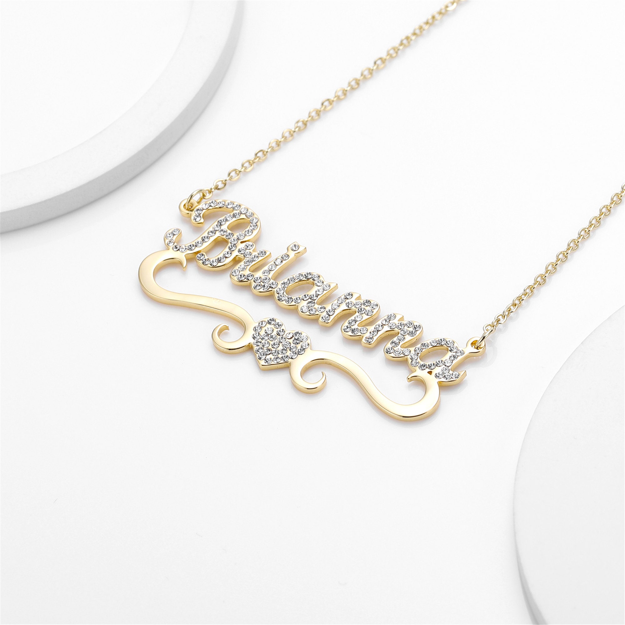 Custom Diamond Name Necklace Diamond Name Plate Necklace - Etsy