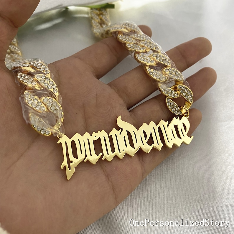 Iced Cuban Link Chain Name Necklace-custom Name - Etsy