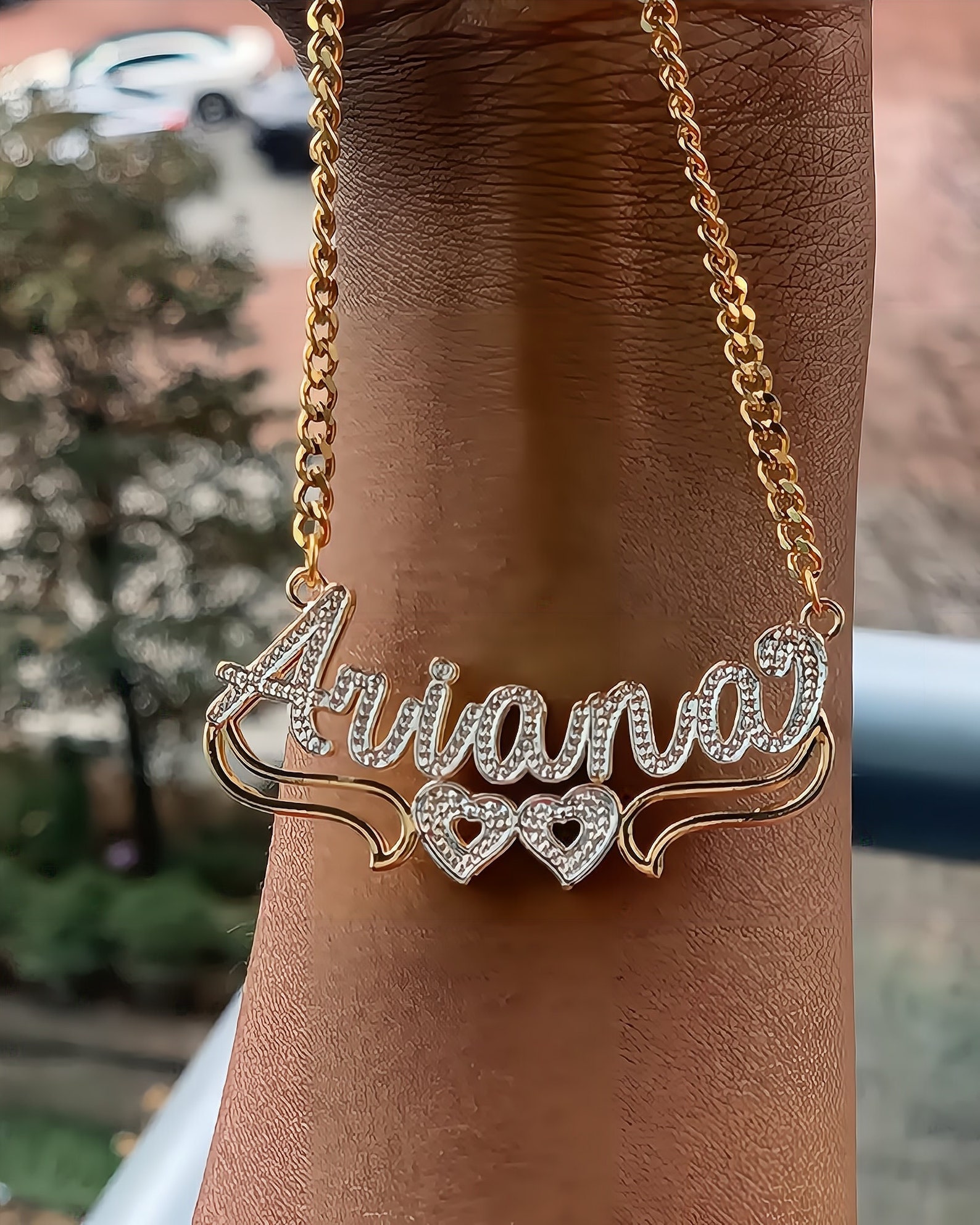 Nameplate Necklace, Double Name Plate, Custom Name Necklace, Nameplate ...