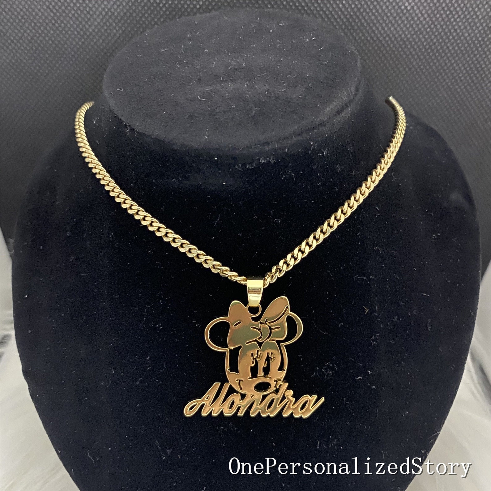 Minnie Mouse Necklace-kids Name Necklace-custom Character - Etsy