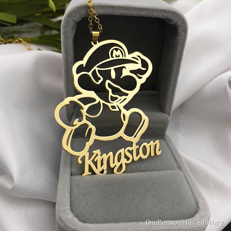 Mario Necklace-custom Name Cartoon Character Necklaces-super | Etsy
