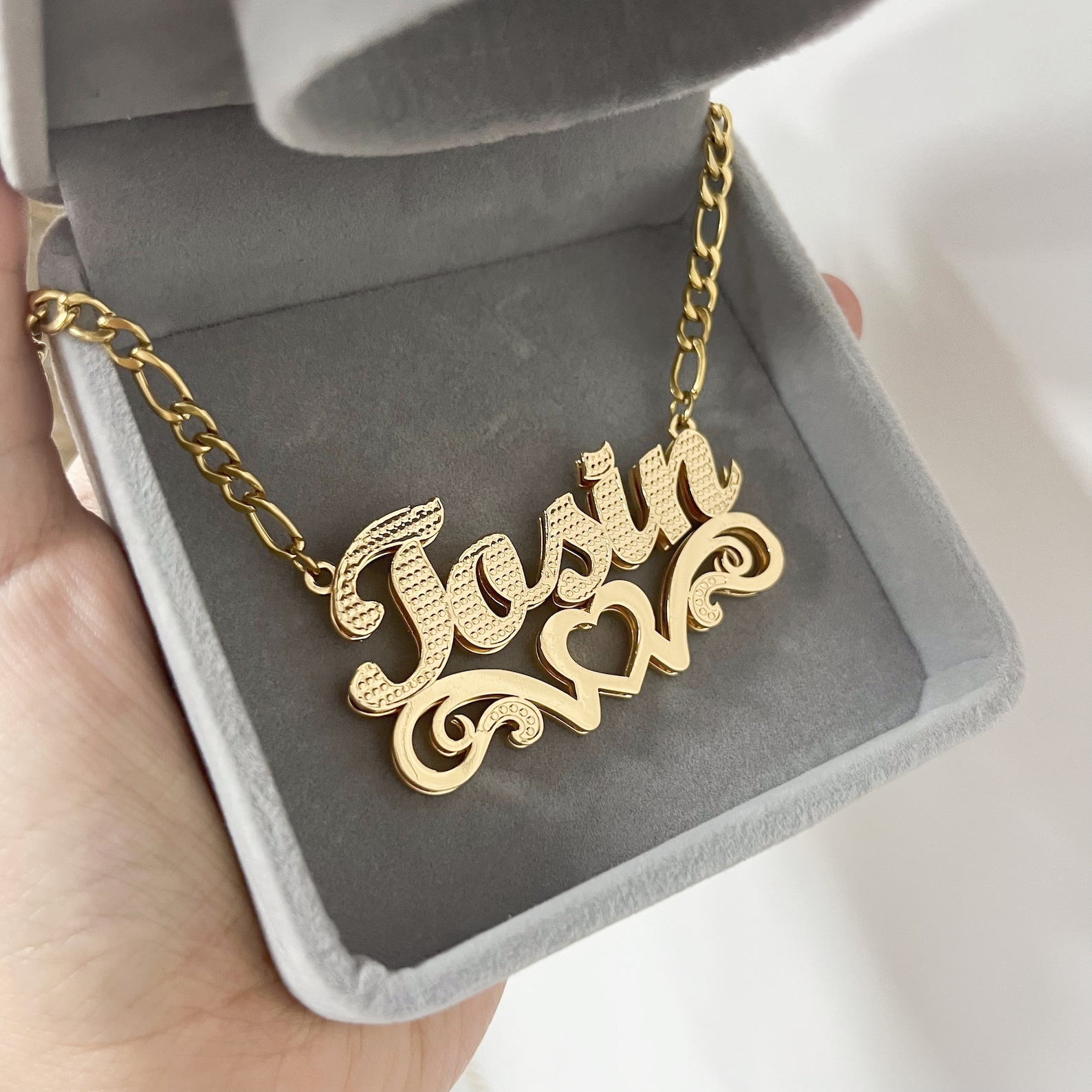 18K Gold Filled Name Necklace, Custom Name Necklace, Nameplate With ...
