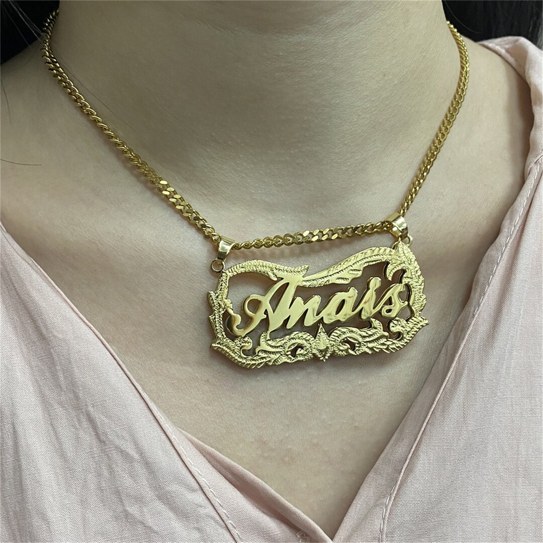 Double Nameplate Necklace | Custom Stainless Steel Personalized Pendant ...