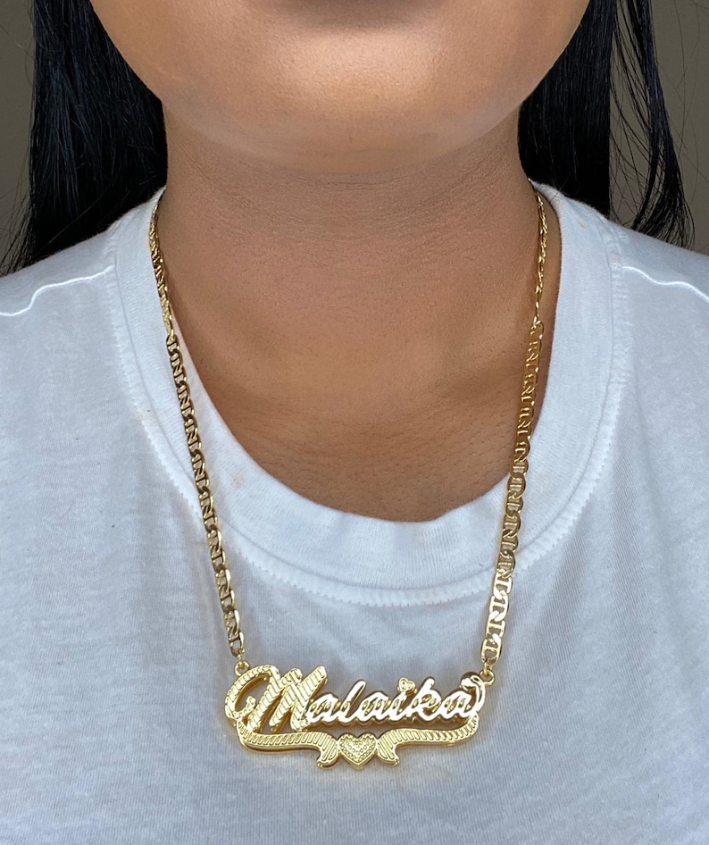 Double Plated Name Necklace Custom Name Necklace name Plate - Etsy