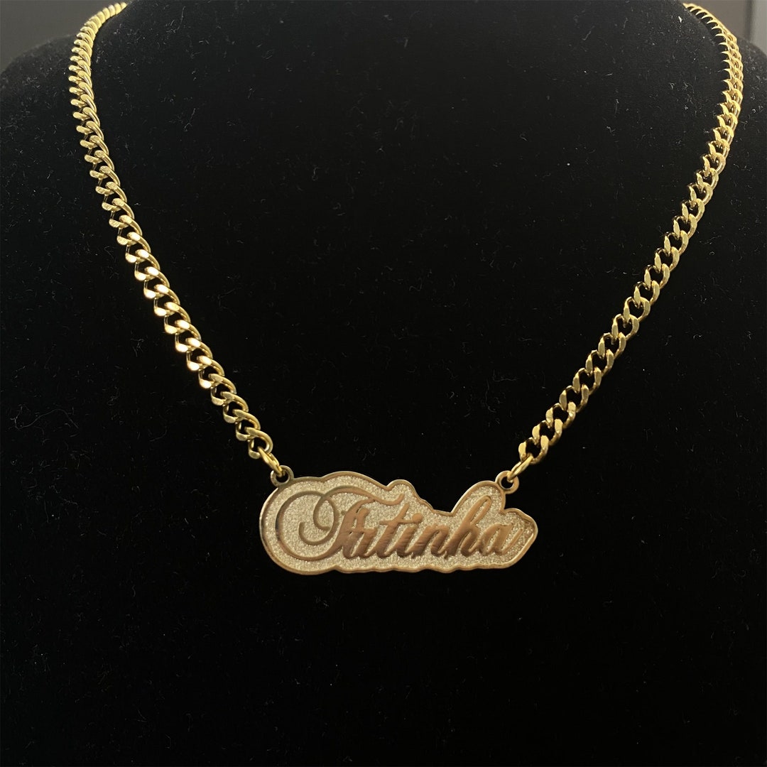 Custom Engraved Name Necklace - Personalized Name Pendant - Custom Name ...