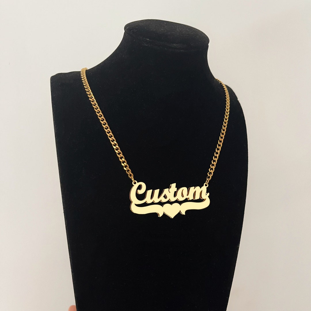 Custom Double Name Plate Necklace,custom Name Necklace,gold Name ...