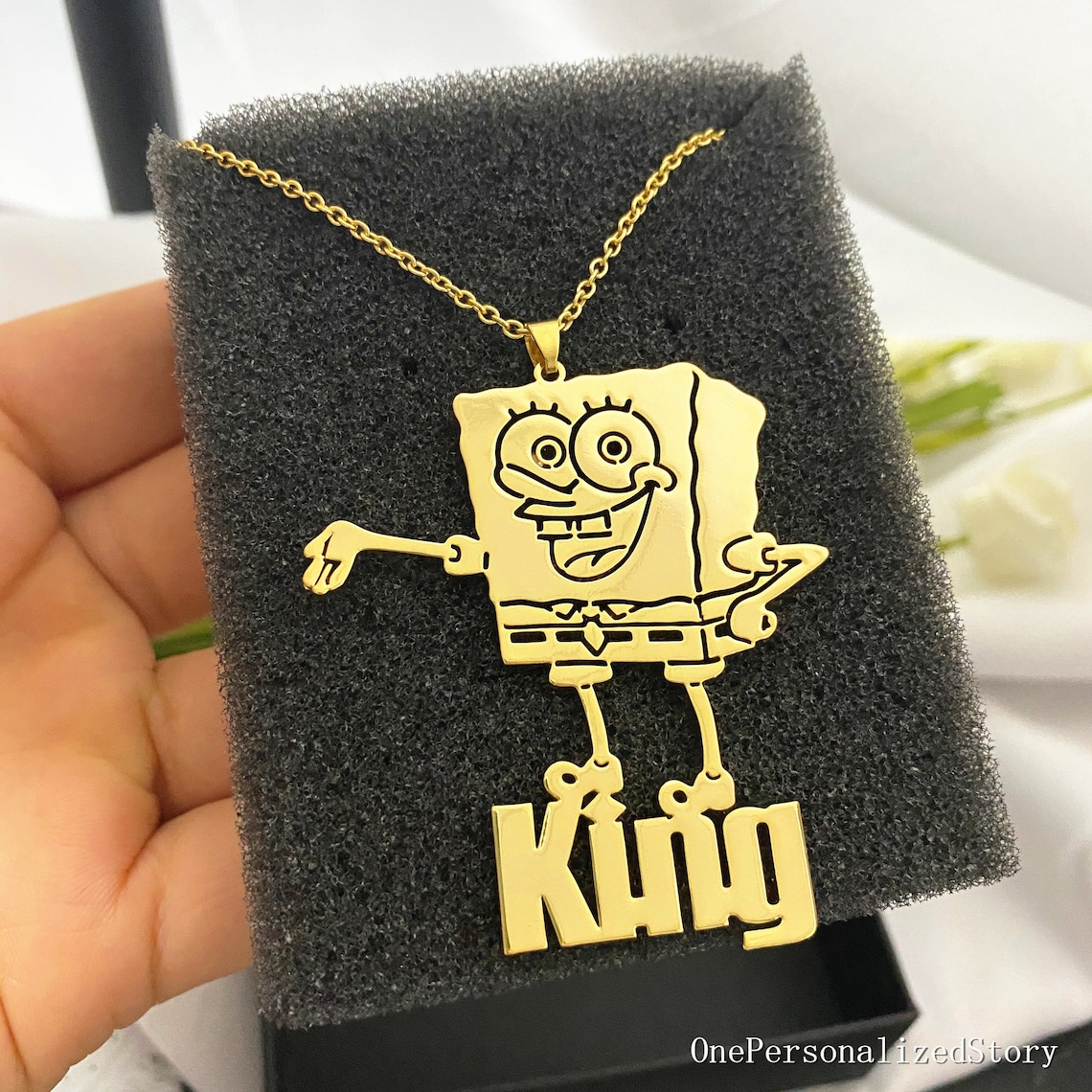 Custom Spongebob Necklace-cartoon Character Name Necklaces- Spongebob ...