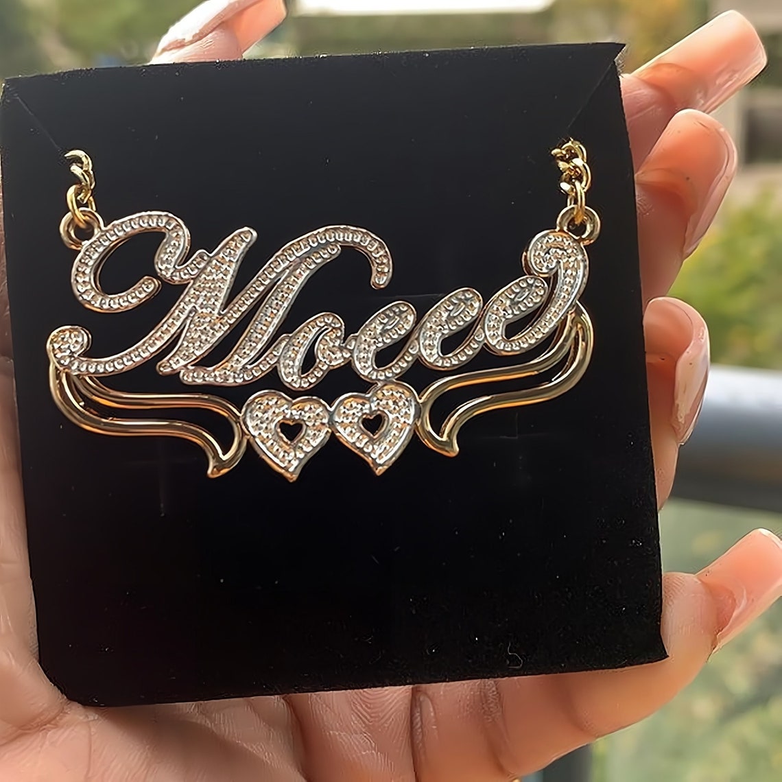Nameplate Necklace, Double Name Plate, Custom Name Necklace, Nameplate ...