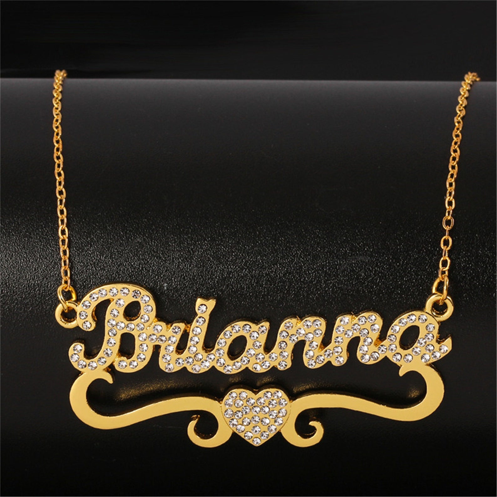 Custom Diamond Name Necklace Diamond Name Plate Necklace - Etsy