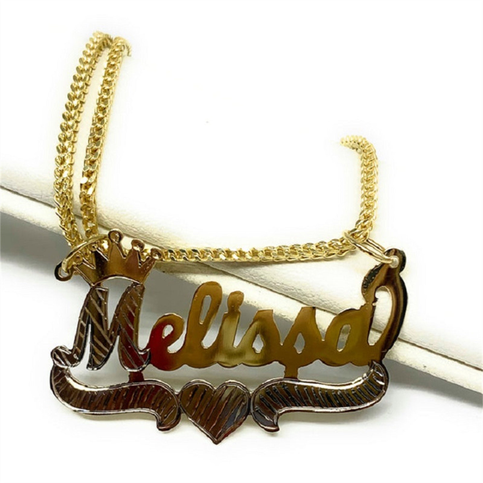 Name Plate Necklace Double Nameplate Necklace Custom - Etsy
