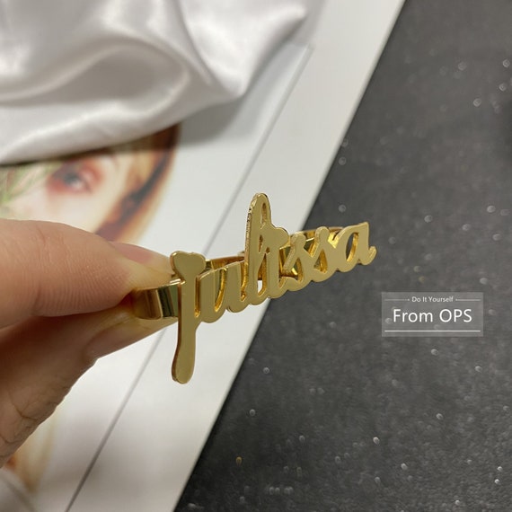 Custom Name RingTwo Finger Ring Nameplate RingMinimalist rings Personalized rings Personalized Jewelry Gift for Her Etsy