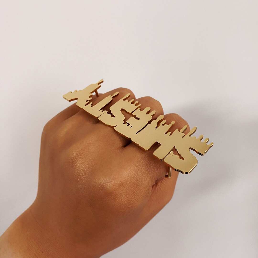 Custom Knuckle Ring, Name Knuckle Ring,three Finger Name Ring ...