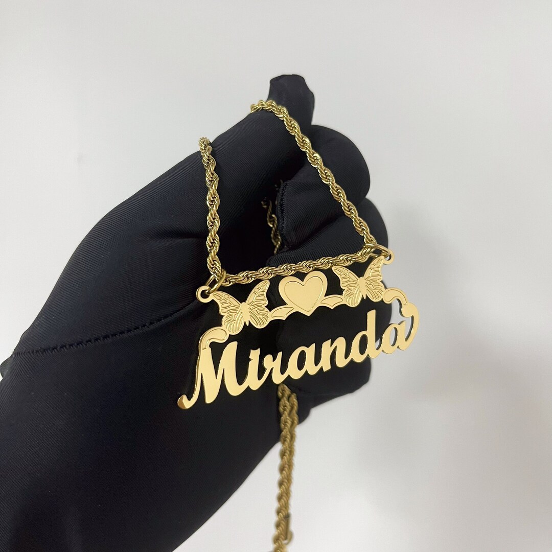 Customized Nameplate Necklace,name Butterfly Necklace,personalized ...