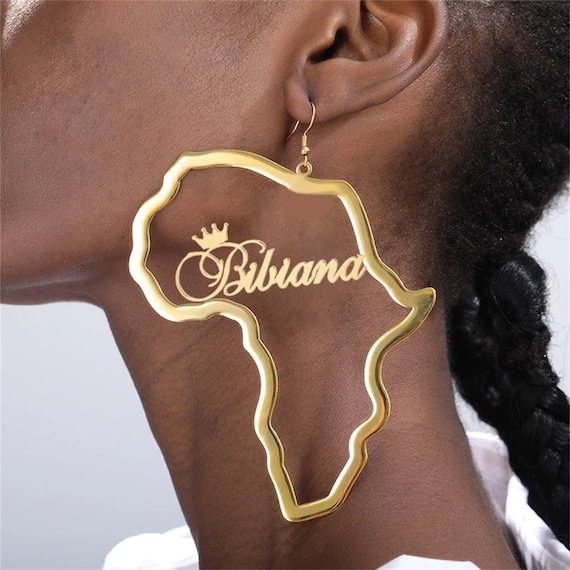 Custom Africa Map Earrings Name Africa Hoop Earrings Africa - Etsy