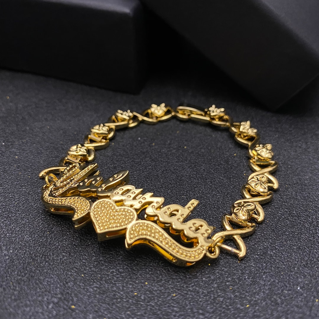 Custom Name Bracelet, Nameplate Bracelet, 3D Name Bracelet, Double ...