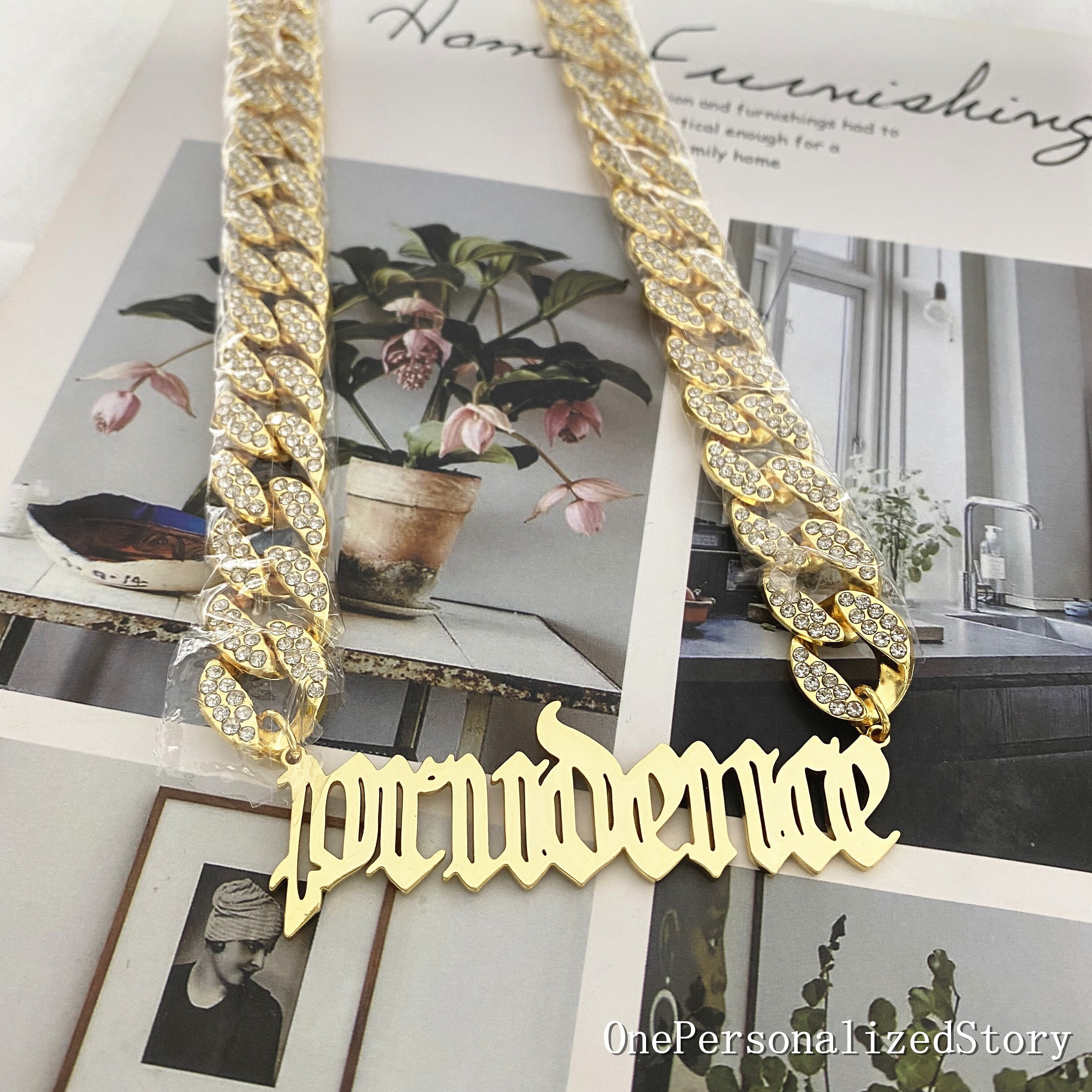 Iced Cuban Link Chain Name Necklace-custom Name - Etsy