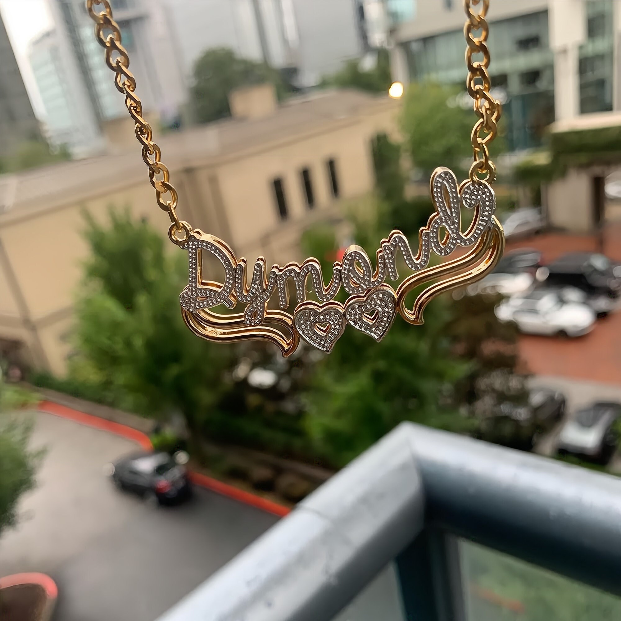 Nameplate Necklace, Double Name Plate, Custom Name Necklace, Nameplate ...