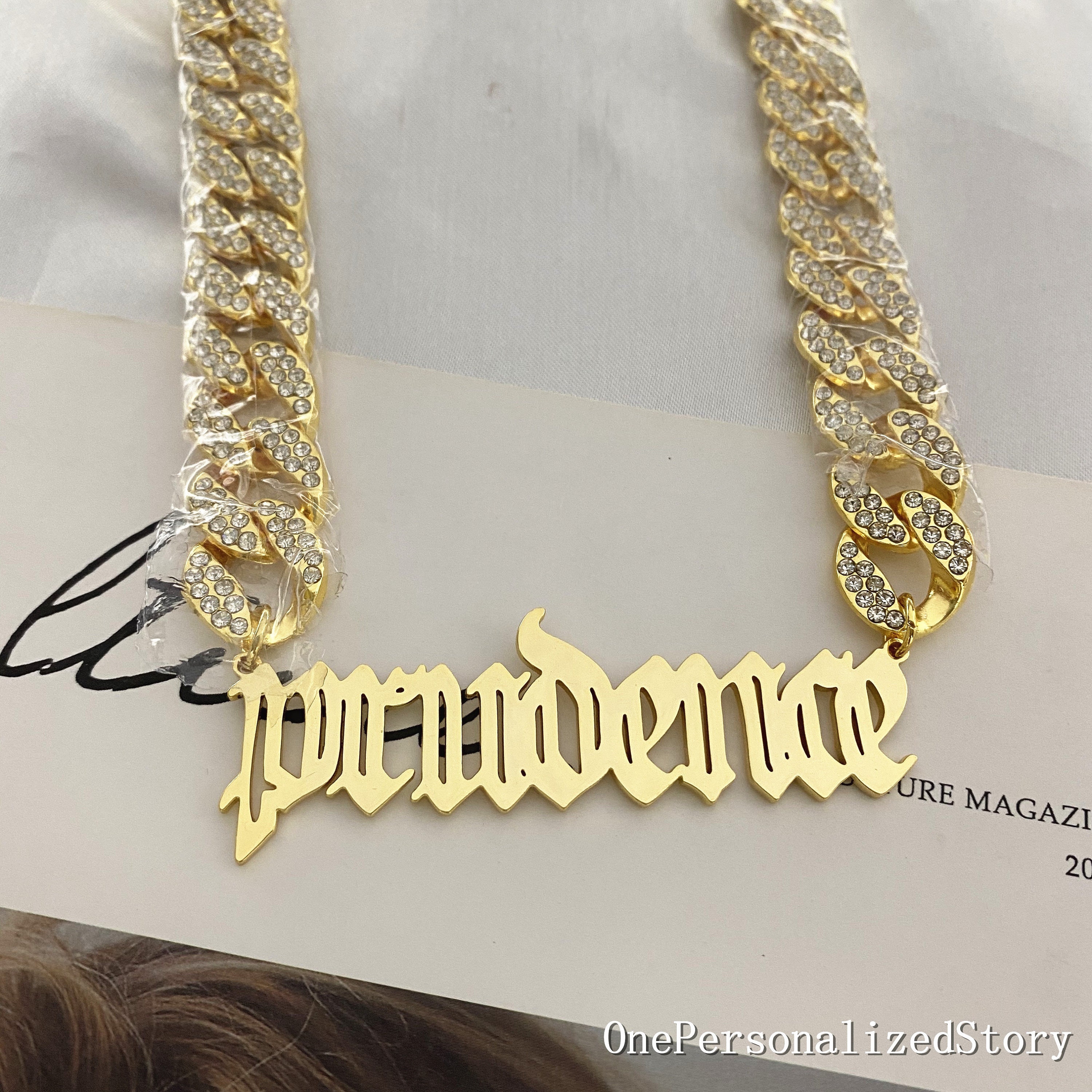 Iced Cuban Link Chain Name Necklace-custom Name - Etsy