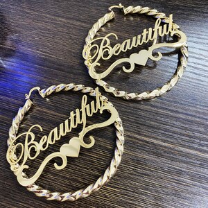 Custom Hoop Earrings, Name Hoop Earrings, Chunky Hoop Earrings, Custom ...