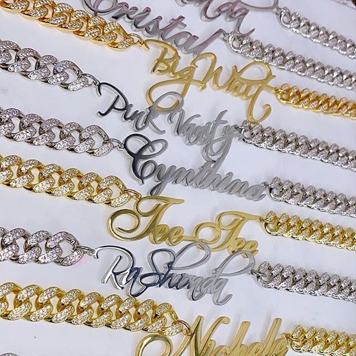 Iced Cuban Link Chain Name Necklace-custom Name - Etsy
