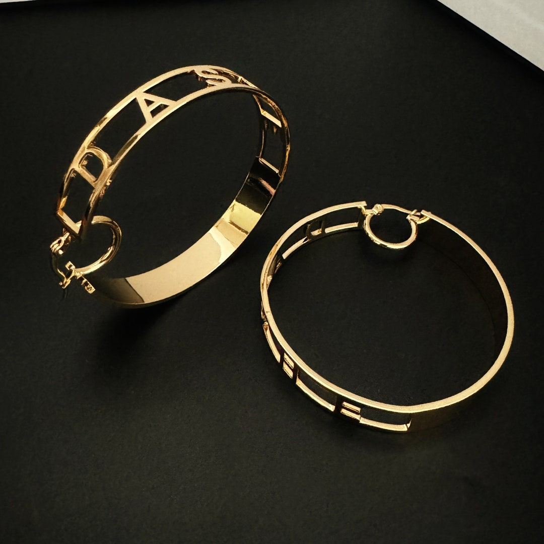 Personalized Letter Hoop Earrings, Custom Hoop Earrings, Name Hoop ...