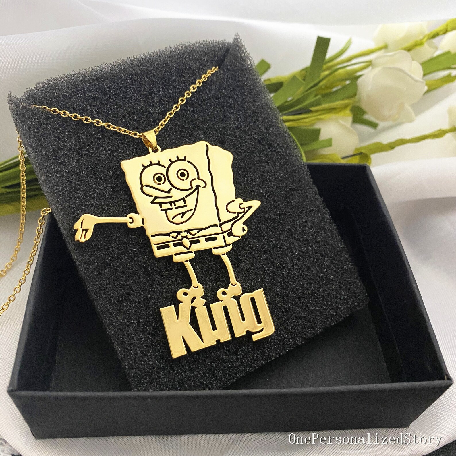 Custom Spongebob Necklace-cartoon Character Name Necklaces- Spongebob ...