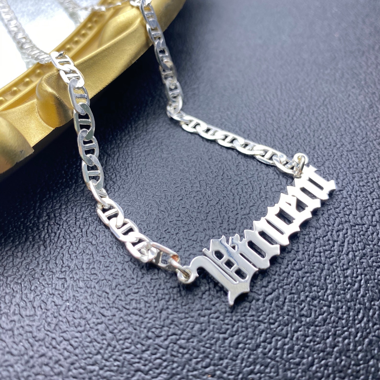 Custom Personalized Name Necklace Flat Chain Necklace Gold - Etsy