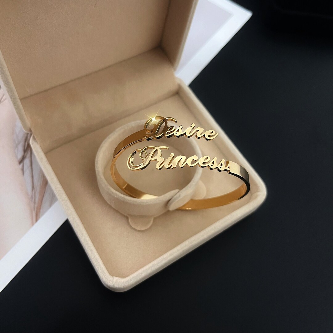 Double Name Bracelet,custom Name Bracelet,nameplate Bracelet,gold Name ...