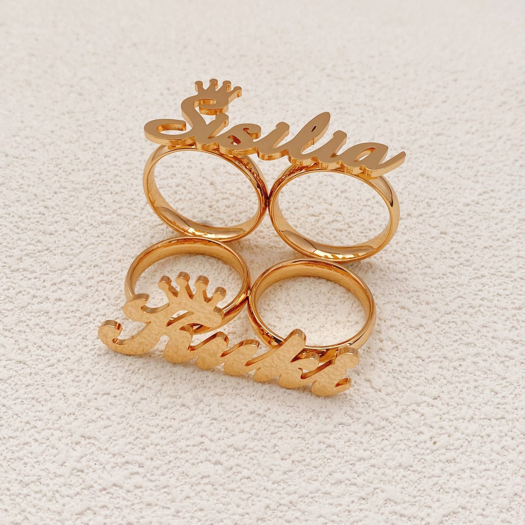 Personalized Custom Name Ring,two Fingers Ring,nameplate Ring ...