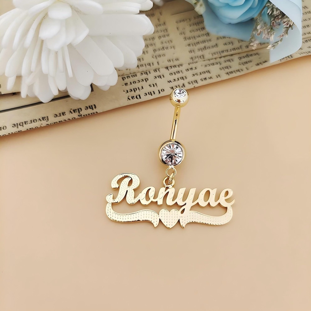 Custom Belly Rings, Name Belly Rings, Belly Ring Dangle, Gold Belly ...