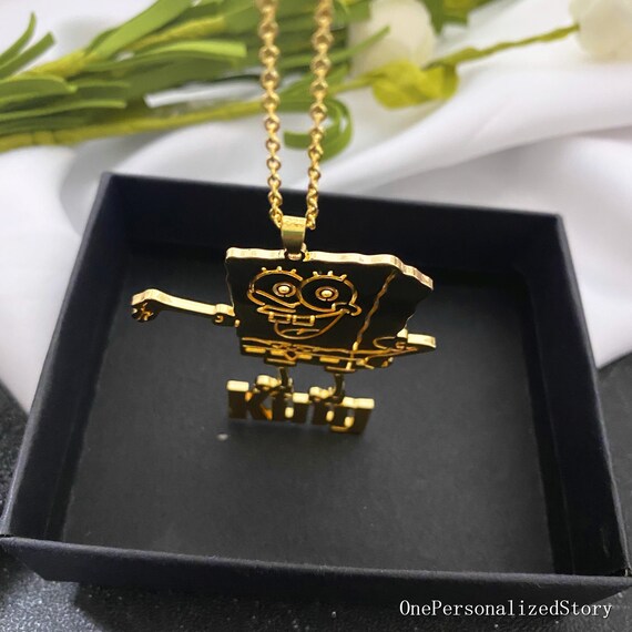 The Sprinting SpongeBob- Golden Embellished Necklace | atelier-yuwa.ciao.jp