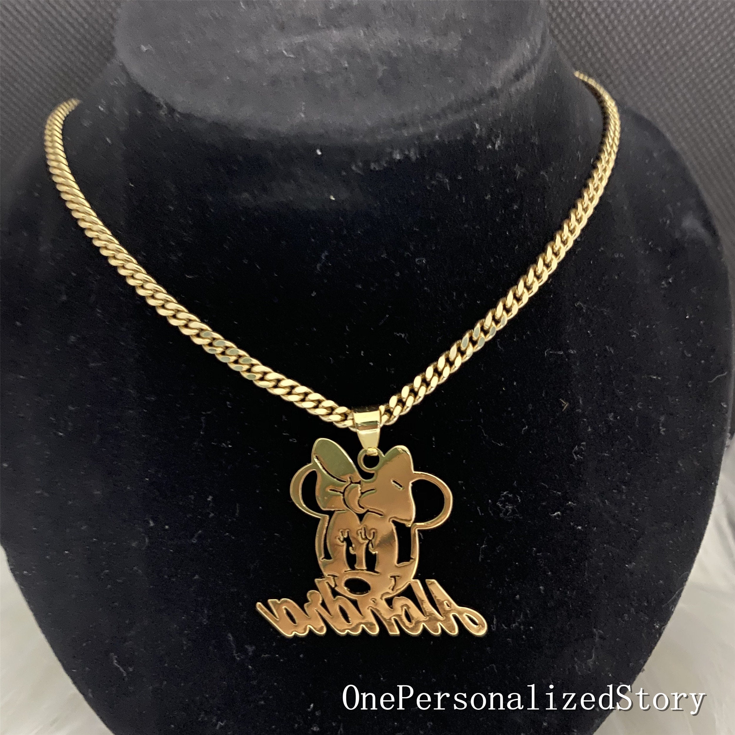 Minnie Mouse Necklace-kids Name Necklace-custom Character - Etsy