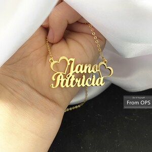 Two Name Necklace, Gold Name Necklace, Custom Name Necklace, Double ...