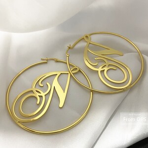 Custom Initial Hoop Earrings, Personalized Name Earrings - Etsy