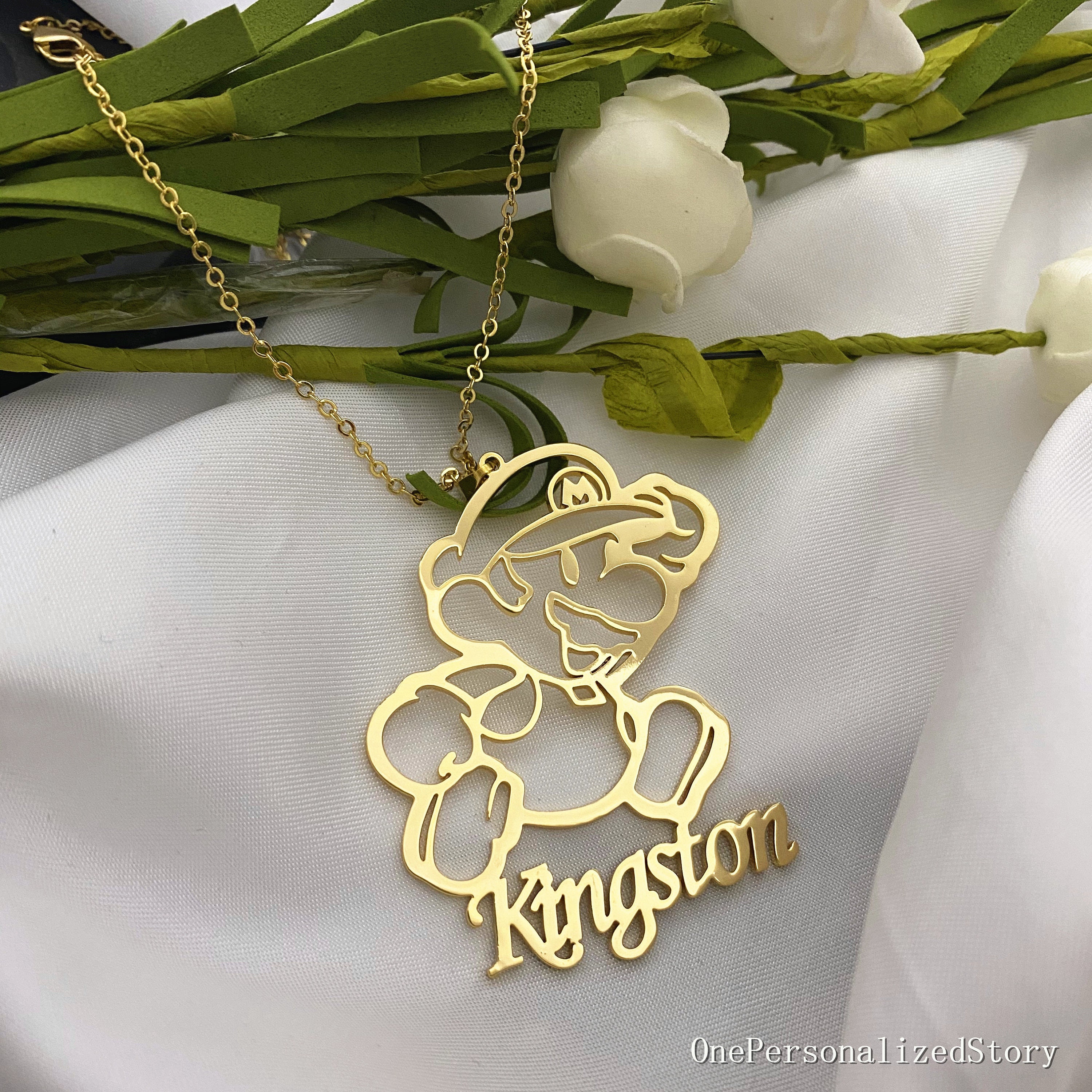 Mario Necklace-custom Name Cartoon Character Necklaces-super | Etsy
