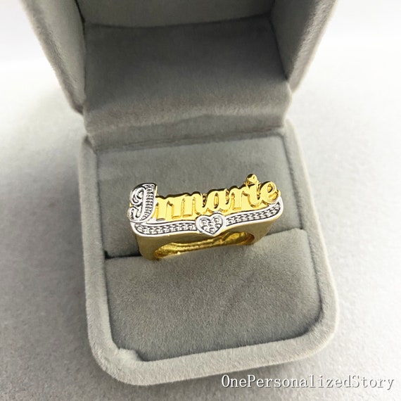 Custom Nameplate Name Ring-personalized 3D Finger Name - Etsy