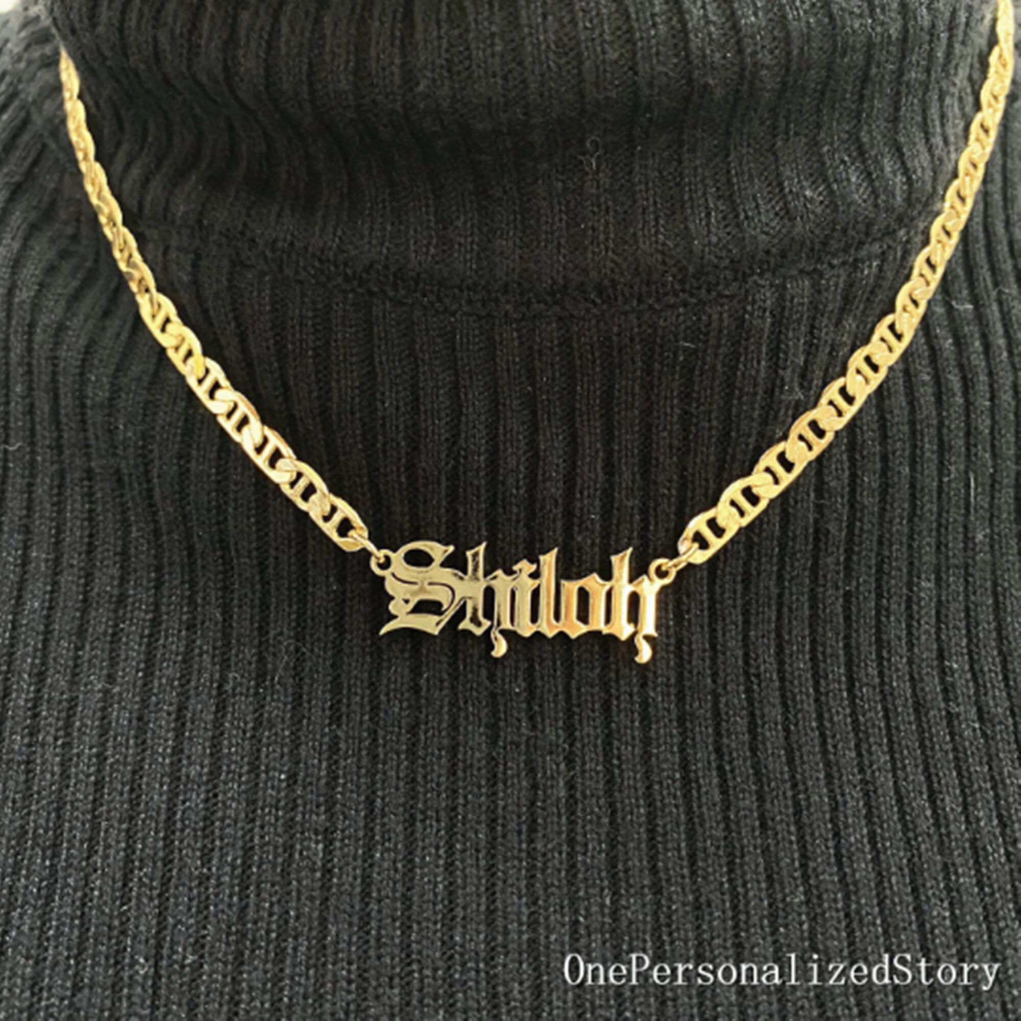 Custom Personalized Name Necklace, Flat Chain Necklace, Gold Name ...