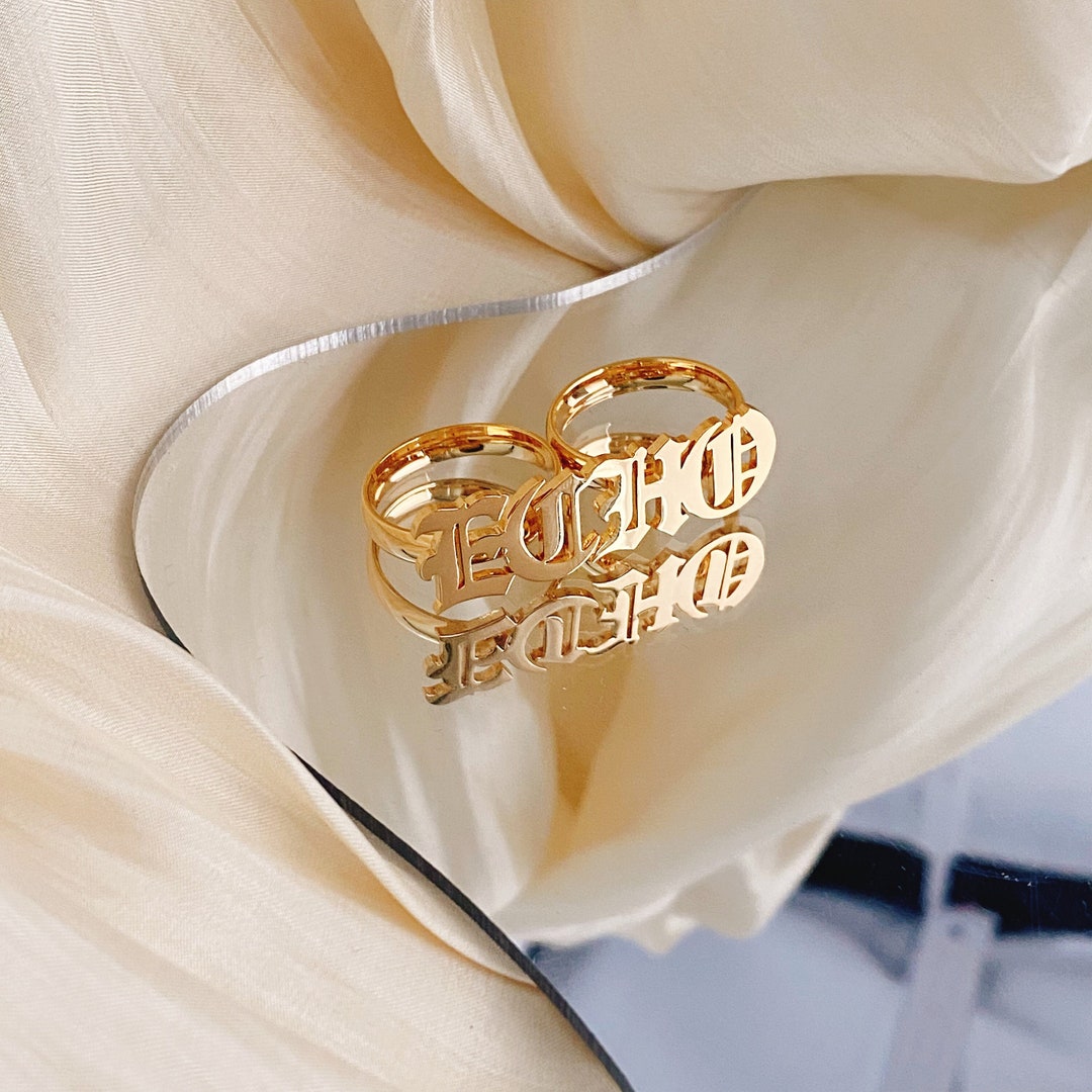 Custom Name Ring, Two Fingers Ring, Personalized Name Ring, Custom ...