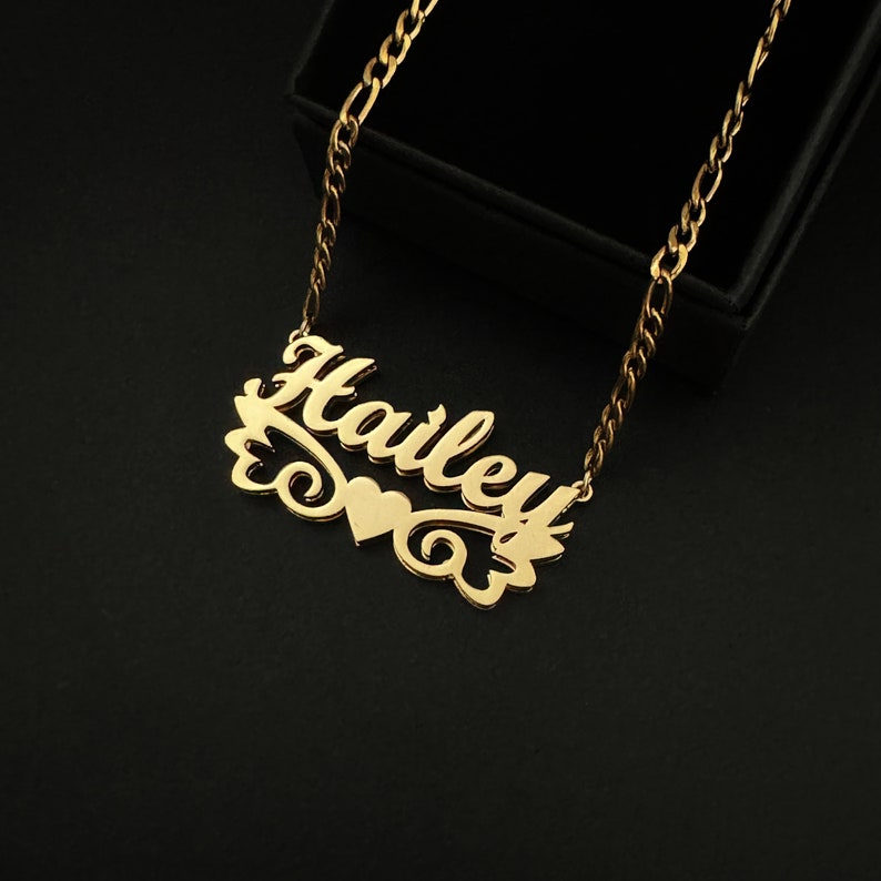 Custom Name Necklace, Double Plated 3D Pendant, Personalized Jewelry - Etsy