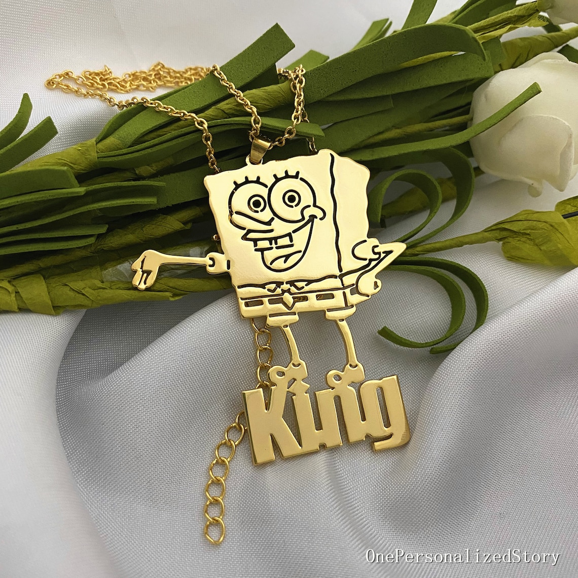 Custom Spongebob Necklace-cartoon Character Name Necklaces- Spongebob ...