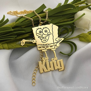 Custom Spongebob Necklace-cartoon Character Name Necklaces- Spongebob ...