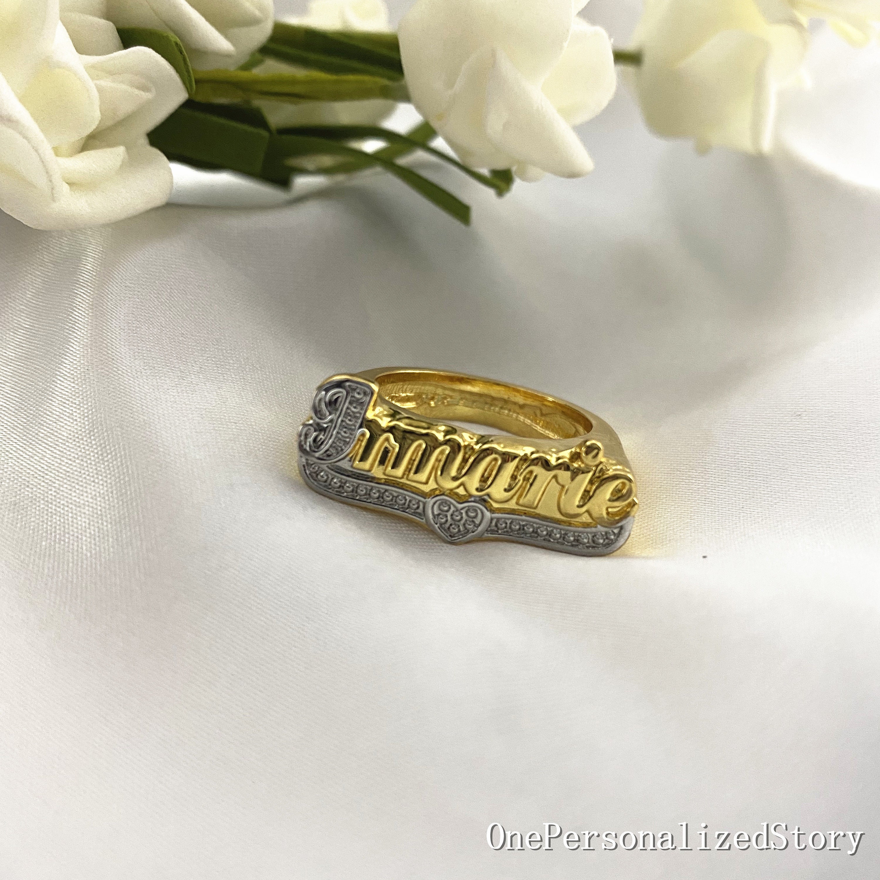 Custom Nameplate Name Ring-Personalized 3D Finger Name | Etsy