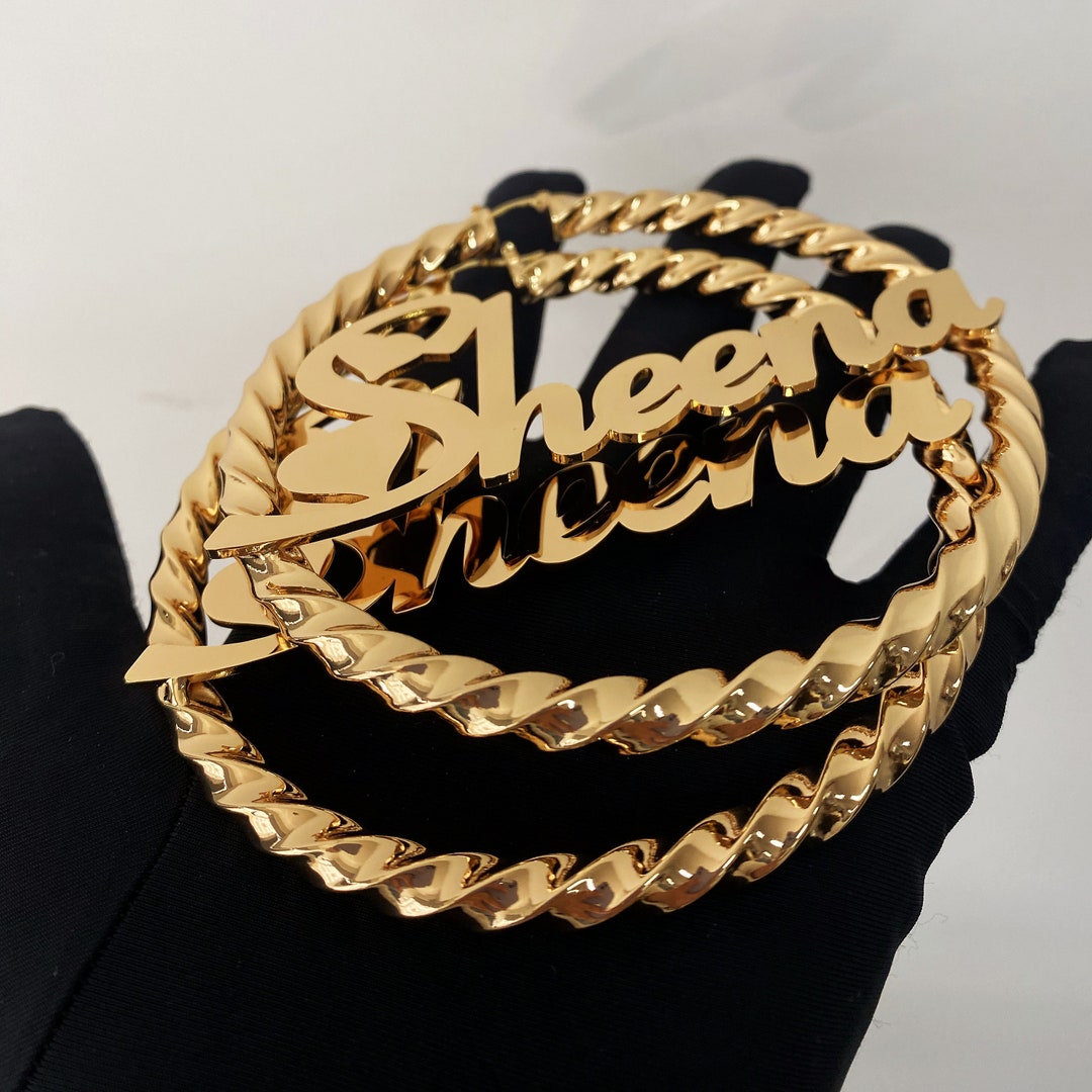 Custom Hoop Earrings,twist Hoop Earrings,gold Name Earrings,custom Name ...