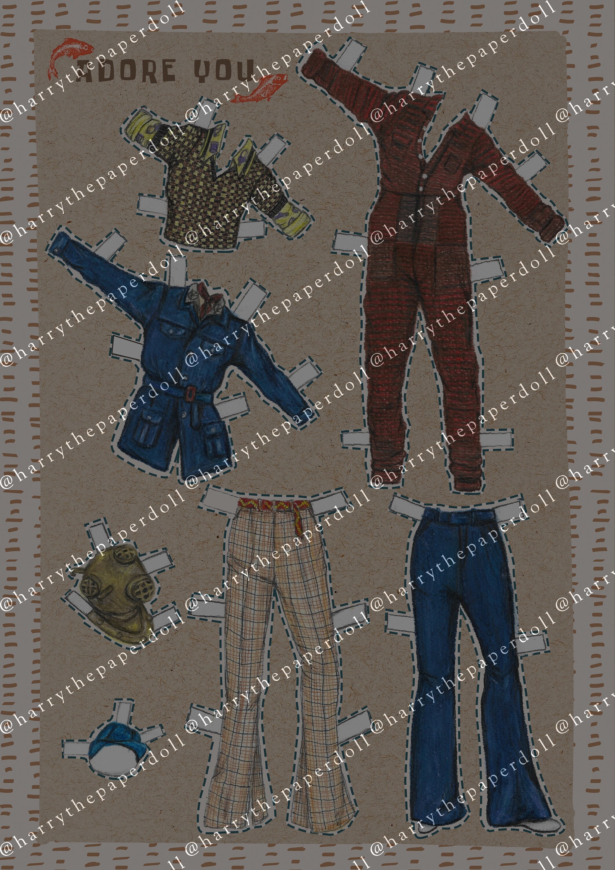 Printable Paper Doll Harry Styles 4 Pages Adore You Video Outfits ...